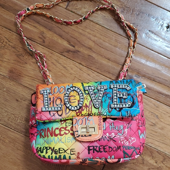 Bags | Colorful Graffiti Shoulder Bag | Poshmark